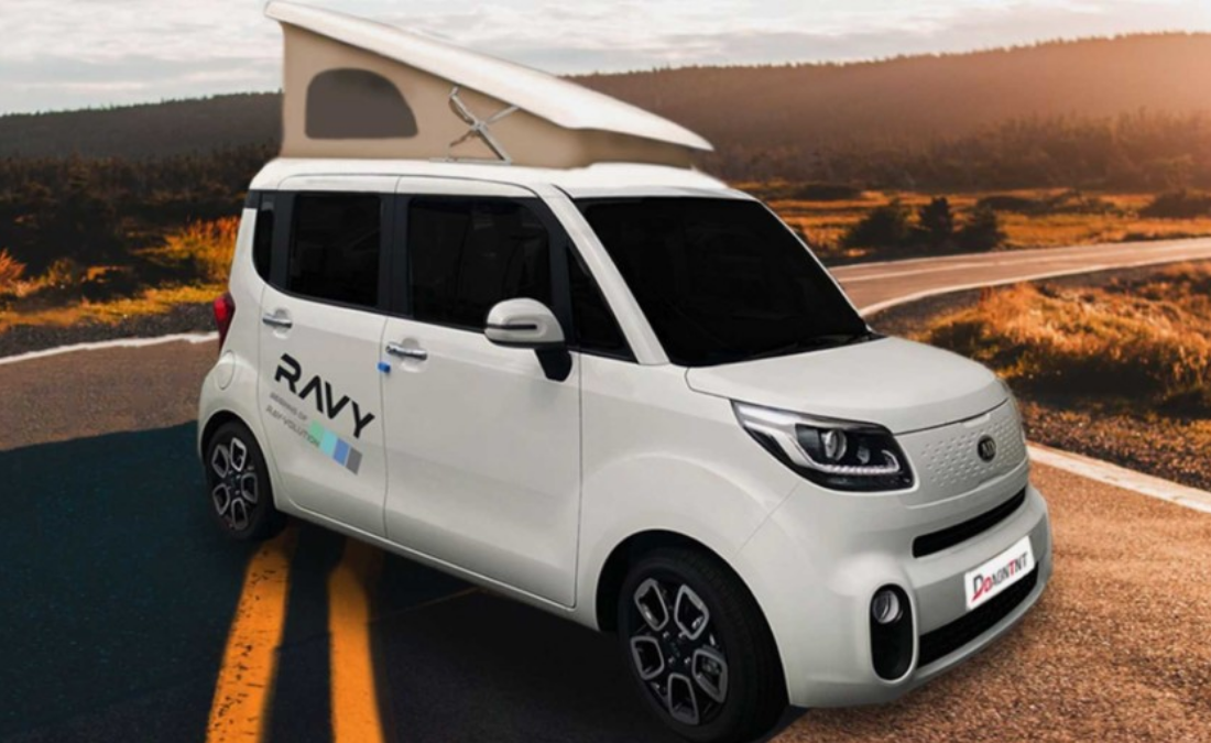 Este es Ravy, un minúsculo y curioso 'carro-casa' basado en el Kia Ray